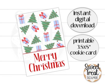 Printable Cookie Card Merry Christmas 3.5x5 - Etsy