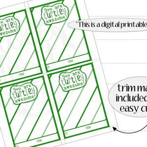 Printable Valentines Day Cookie Card You Are Turtley Awesome 3.5x5 ...