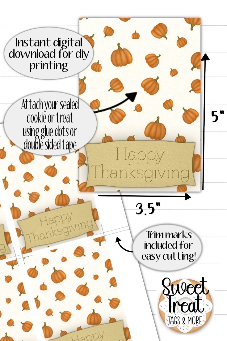 Printable Thanksgiving Cookie Card Happy Thanksgiving - Etsy