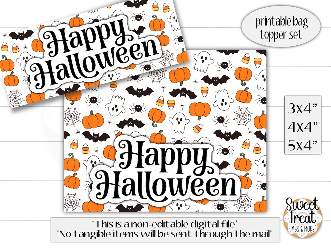 Printable Halloween Cookie Toppers - Halloween Favors - Halloween Bag ...