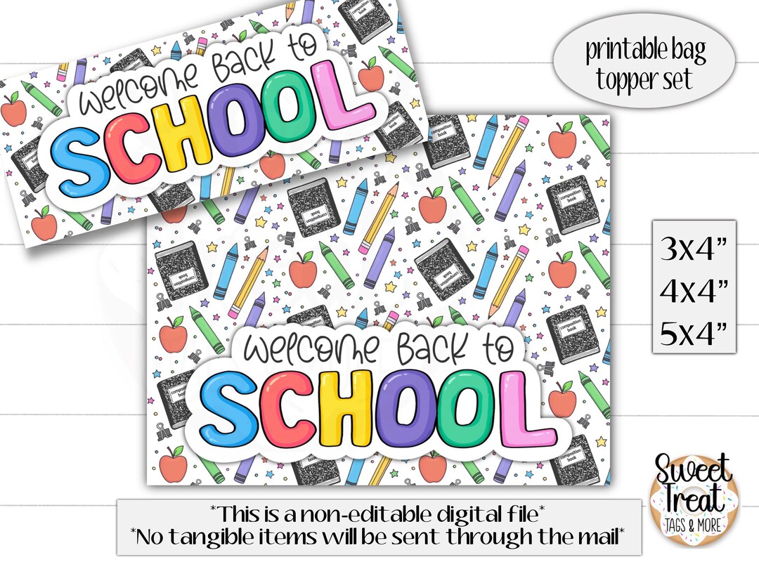 Printable School Cookie Topper - School Treat Topper - Treat Bag ...