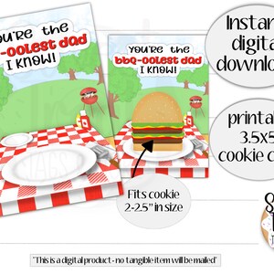 Printable Father's Day Cookie Card - Bbq-oolest Dad - 3.5x5"- Grilling ...