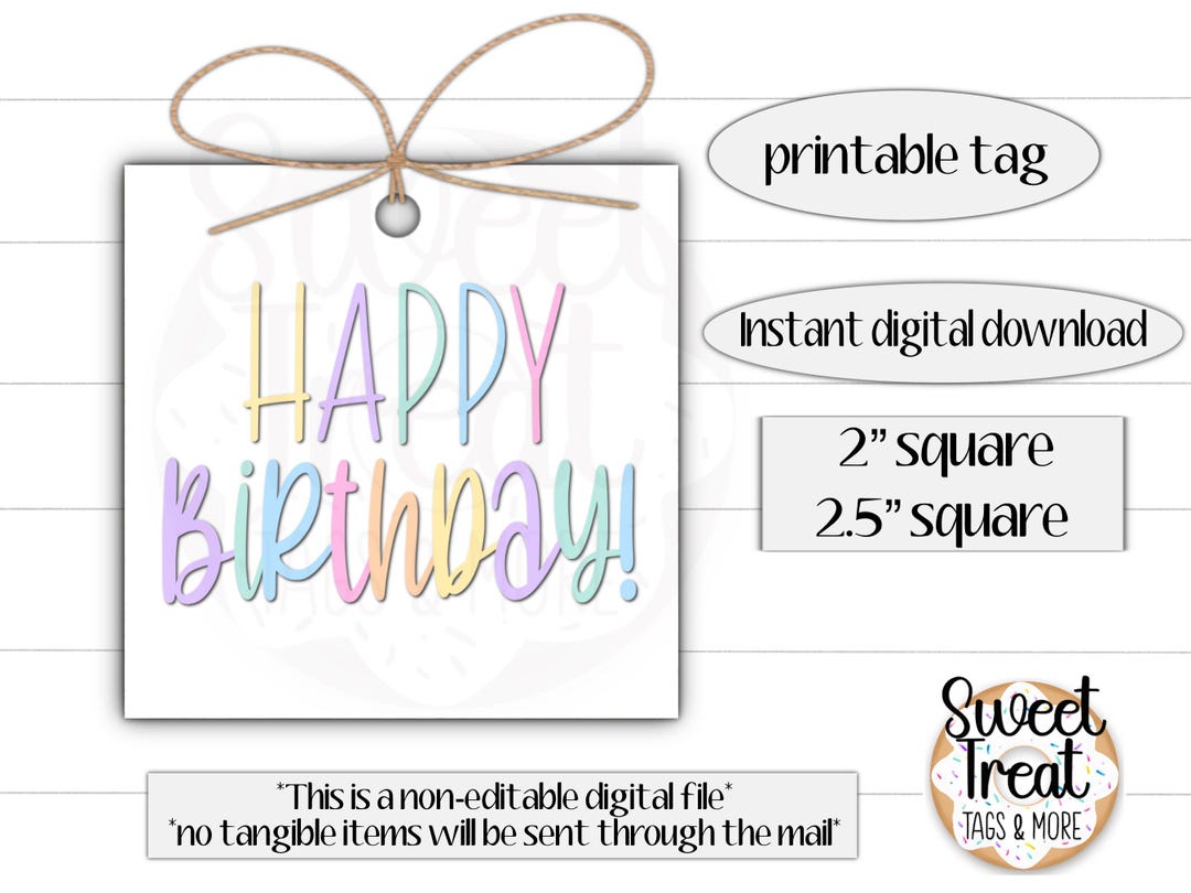 Printable Birthday Gift Tags - Happy Birthday Pastel Gift Tag Birthday ...