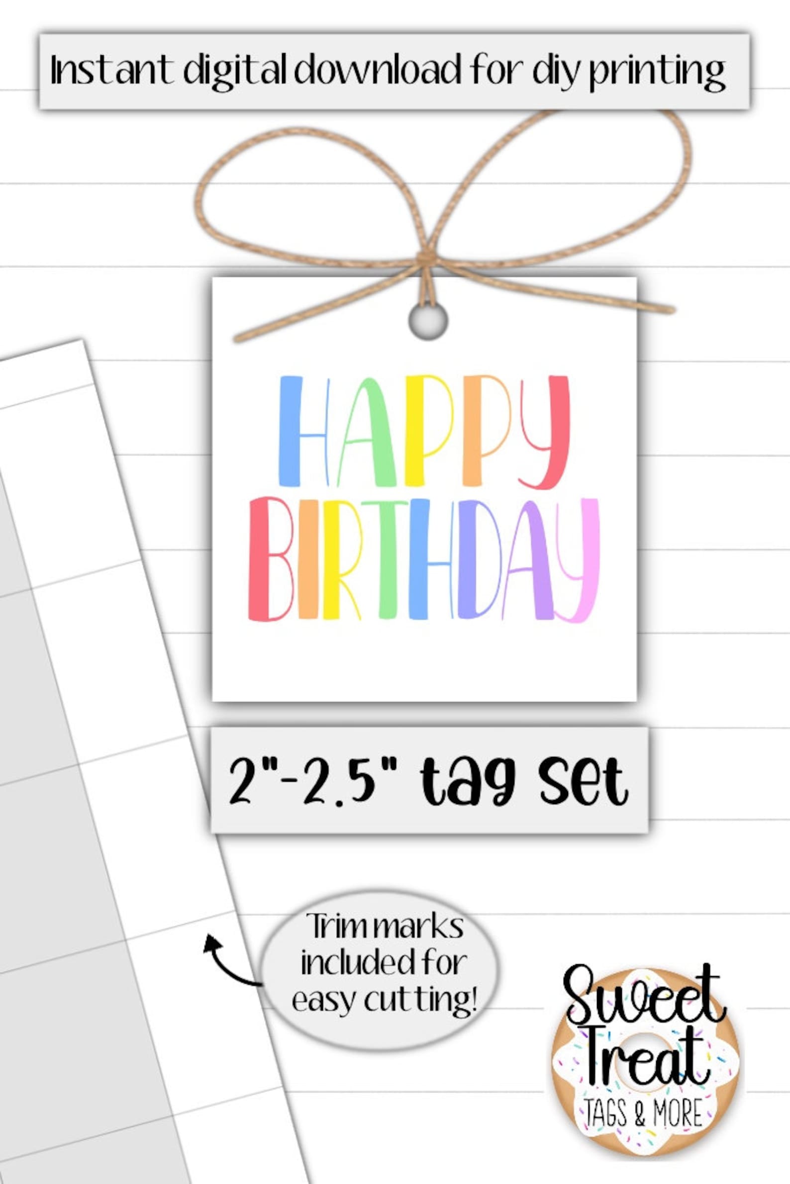 Printable Birthday Gift Tags - Happy Birthday Gift Tag 2" -2.5 ...