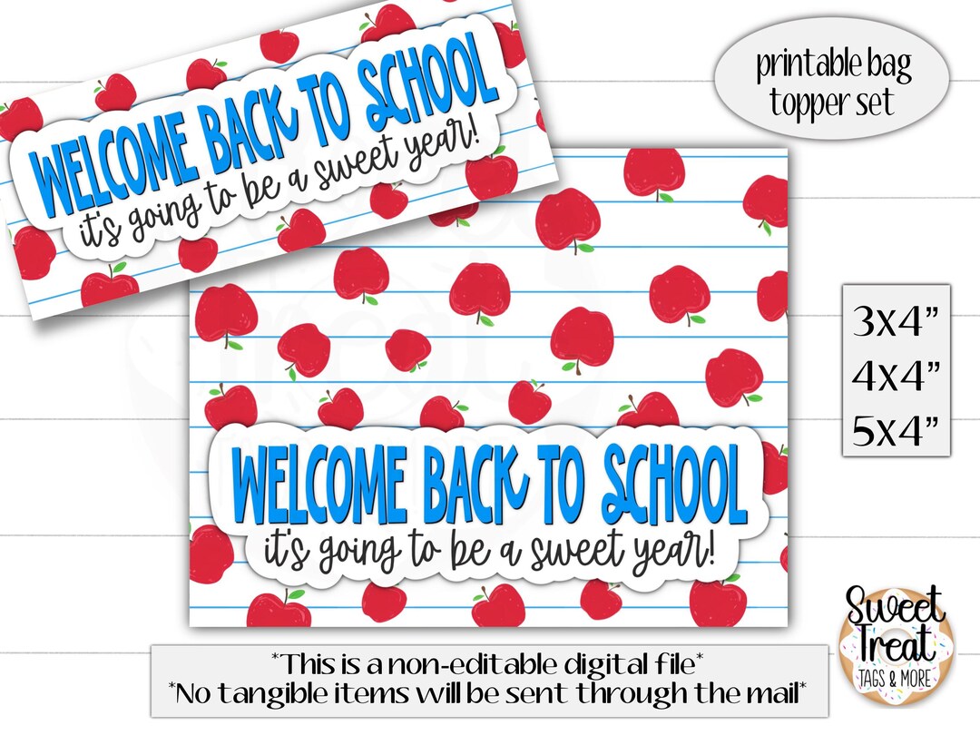 Printable School Cookie Topper - School Treat Topper - Treat Bag ...