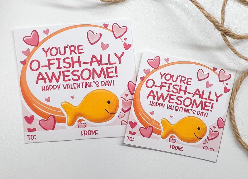 Printable Valentine's Day Goldfish Tag - Valentine's Day Class Tags ...