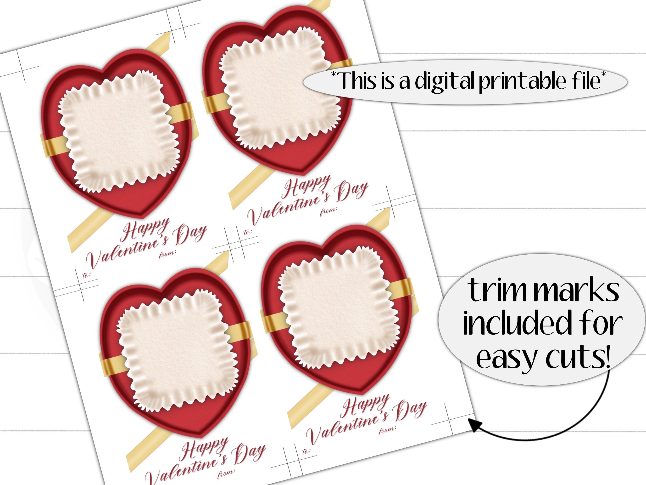 Printable Valentines Day Cookie Card Happy Valentine's Day 3.5x5 ...