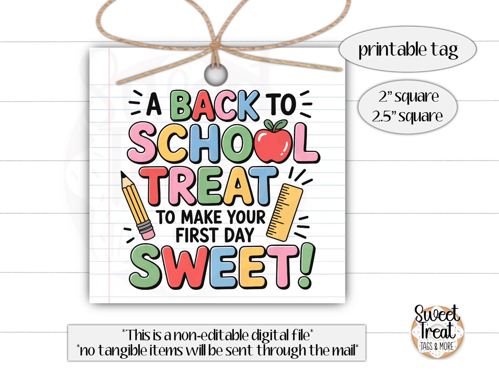 Printable Back to School Treat Tag - a Little Treat to Make the First ...