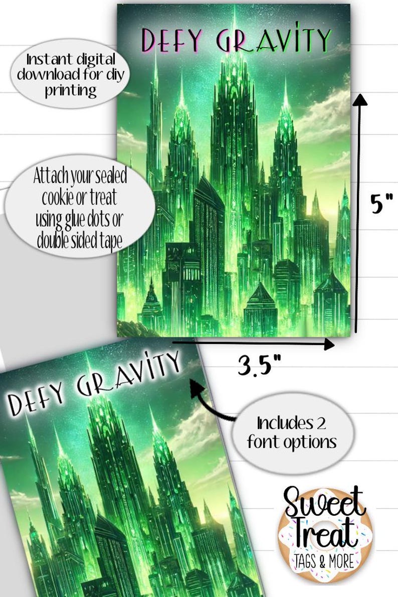 Printable Emerald City Cookie Card - Mini Cookie Card - Emerald City ...