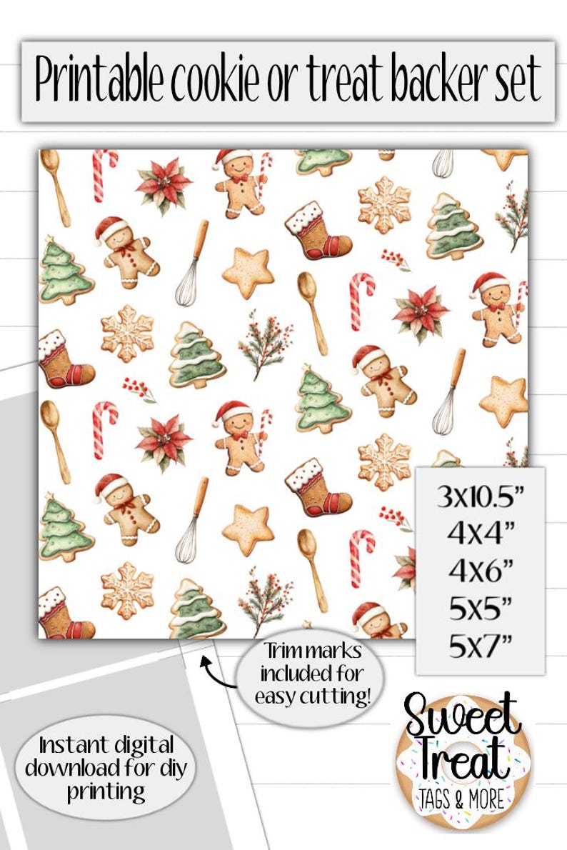 Printable Christmas Cookie Backers - Christmas Cookie Packaging ...