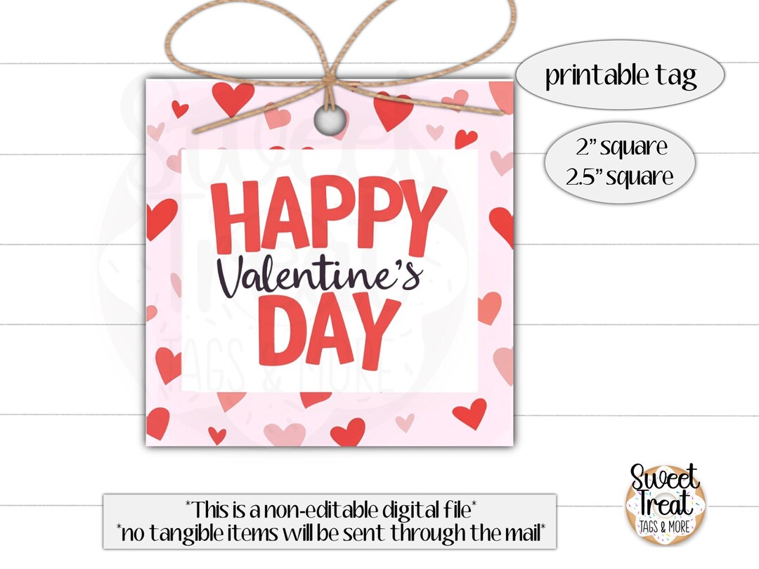 Printable Valentine's Day Cookie Tags - Valentine Cookie Tags 2"- 2.5 ...