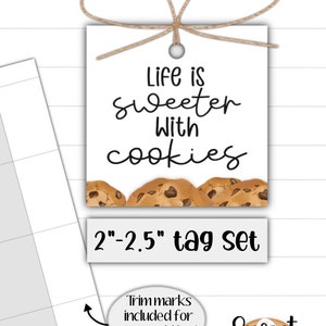 Printable Cookie Tag - Chocolate Chip Cookie Favor Tag - Chocolate Chip ...