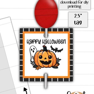 Printable Halloween Lollipop Tag - Halloween Favor Tag - Halloween ...