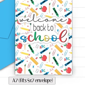Printable Welcome Back to School Greeting Card - 5x7"- Blank Welcome ...