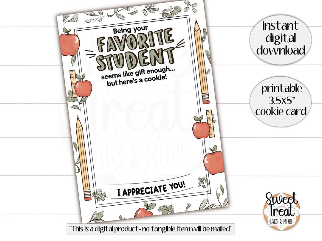 Printable Teacher Appreciation Cookie Card - Teacher Appreciation ...
