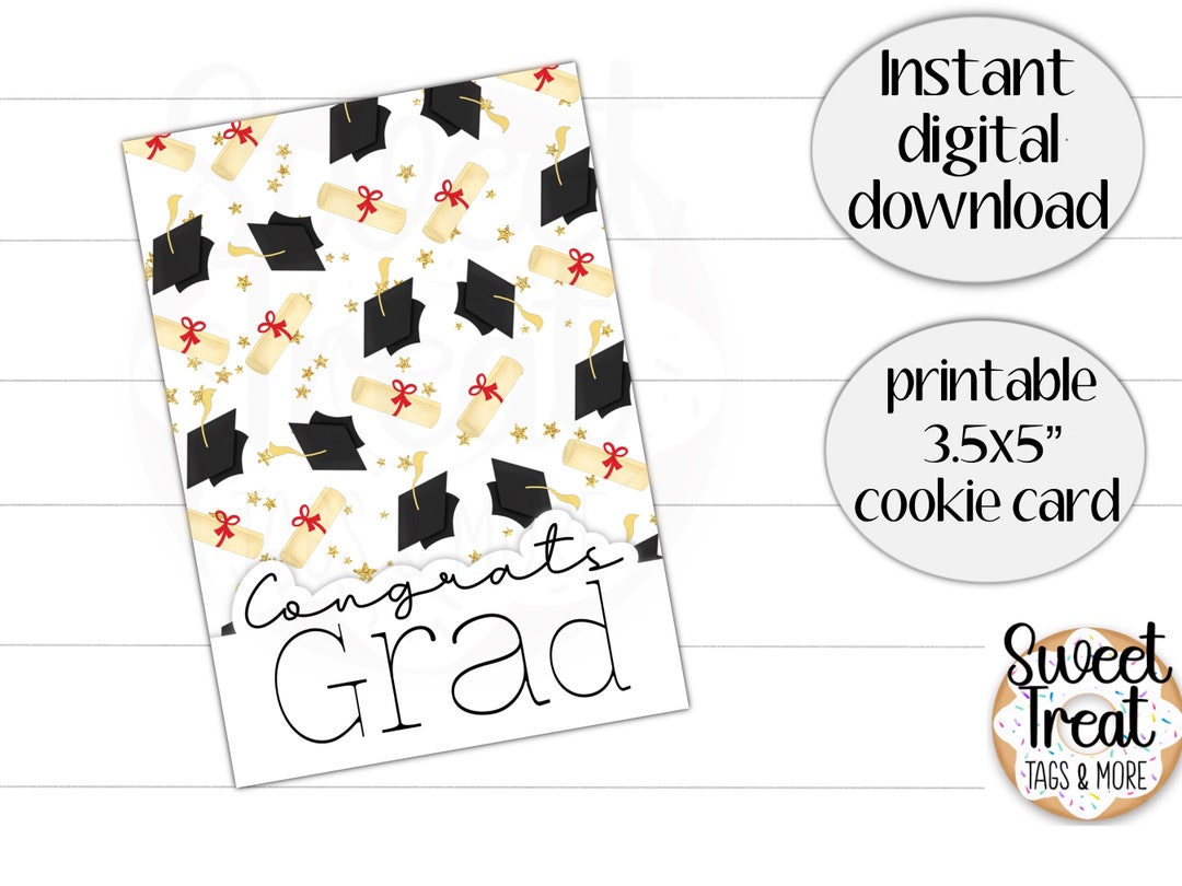Printable Graduation Cookie Card - Congrats Grad -3.5x5 ...
