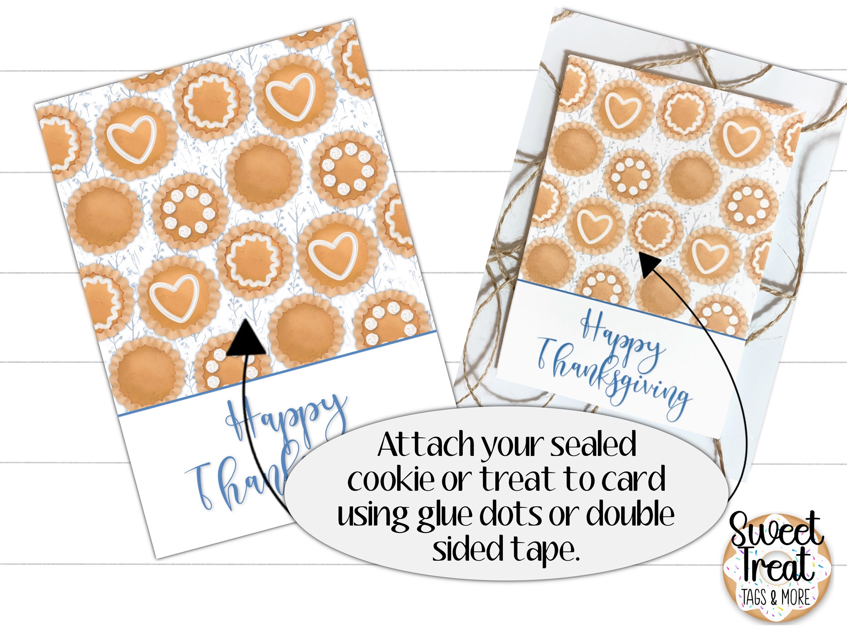 Printable Thanksgiving Cookie Card - Happy Thanksgiving Pumpkin Pie ...