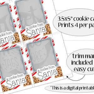 Printable Christmas Cookie Card - a Cookie From Santa - 3.5x5 ...