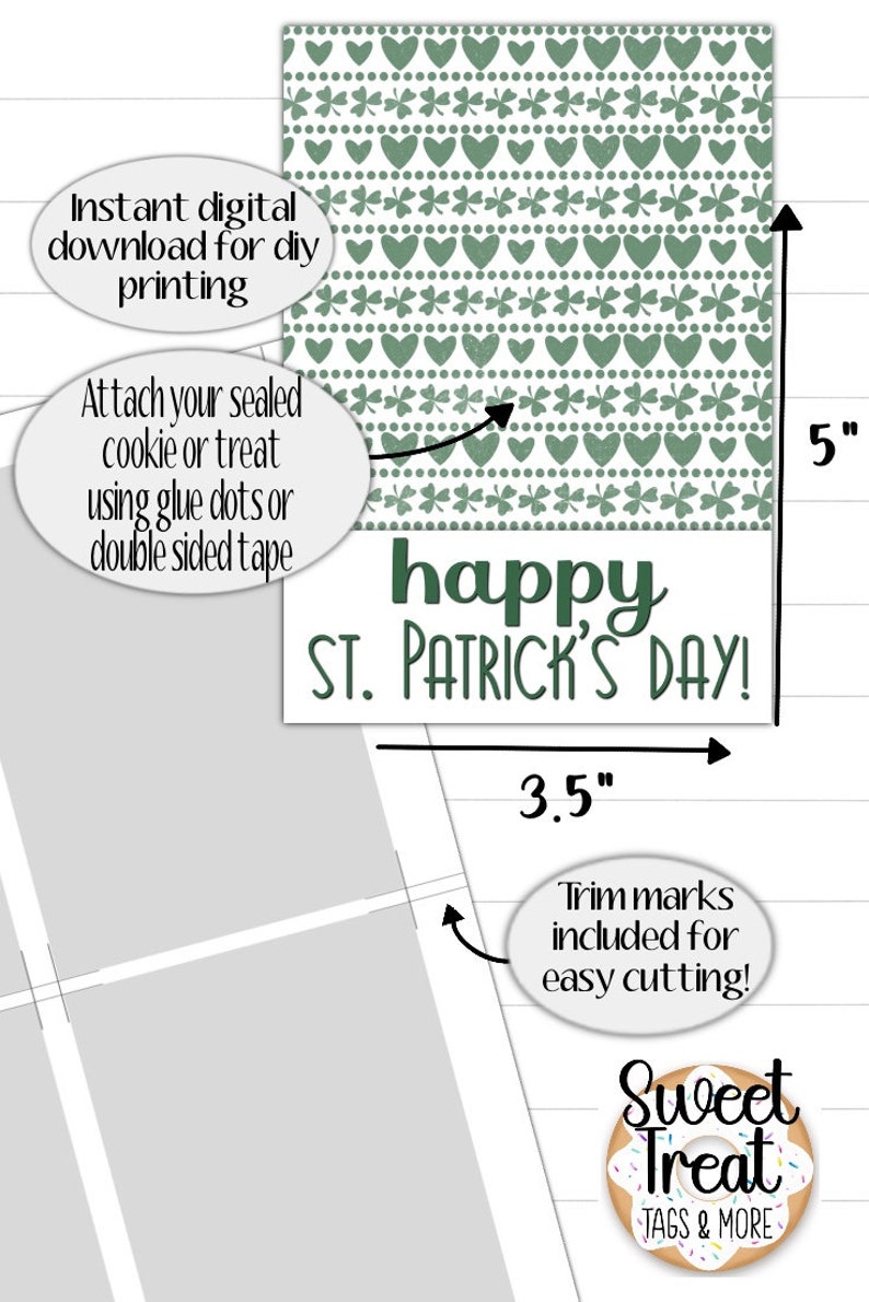 Printable St. Patrick's Day Cookie Card - Happy St. Patrick's Day - 3 ...
