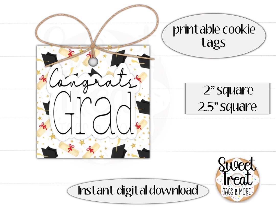 Printable Graduation Gift Tag Set - Congrats Grad - Gift Tag 2" -2.5 ...