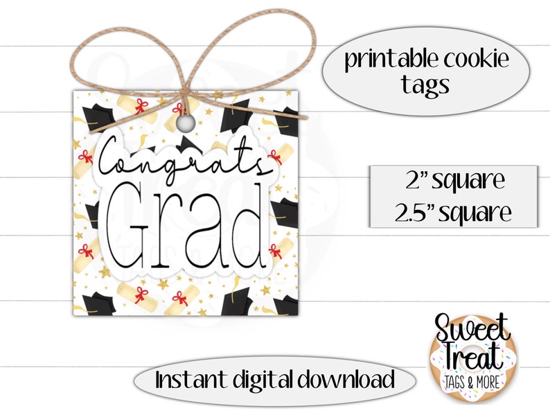 Printable Graduation Gift Tag Set Congrats Grad Gift Tag 2 2.5 ...