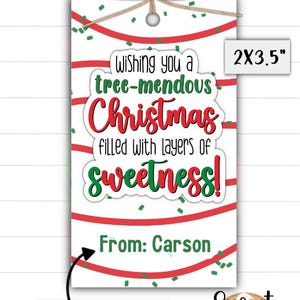 Christmas Tree Cake Tag Editable Canva Holiday Tag Christmas Tree Cakes ...