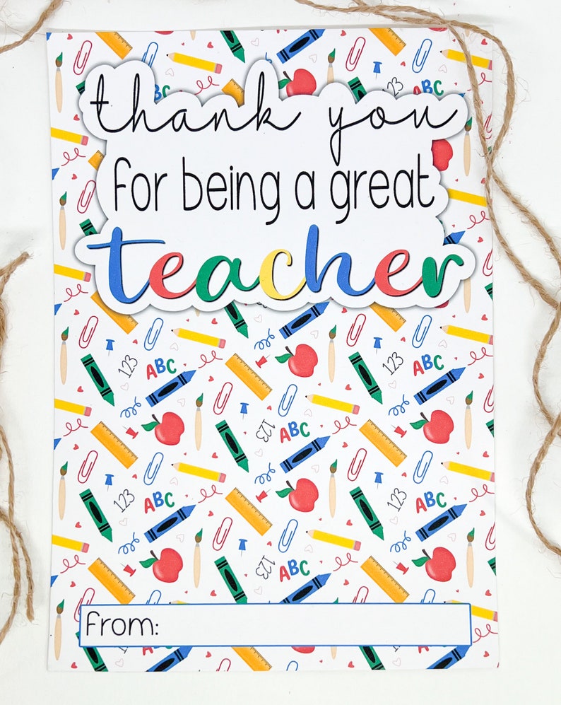 Printable 5x7 Teacher Appreciation Gift Card Holder Thank You for Being ...
