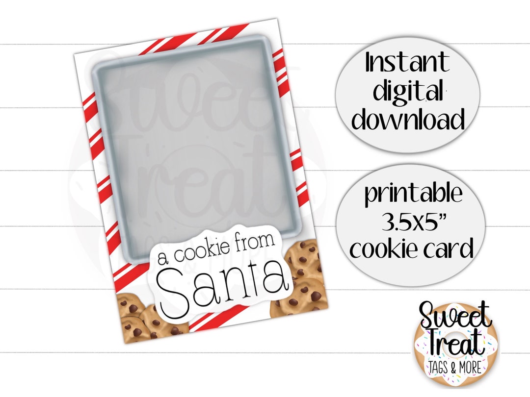 Printable Christmas Cookie Card - a Cookie From Santa - 3.5x5 ...