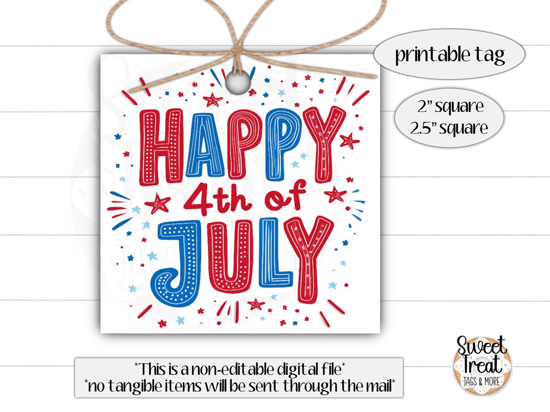Printable 4th of July Gift Tag - 4th of July Treat Tag - Patriotic ...