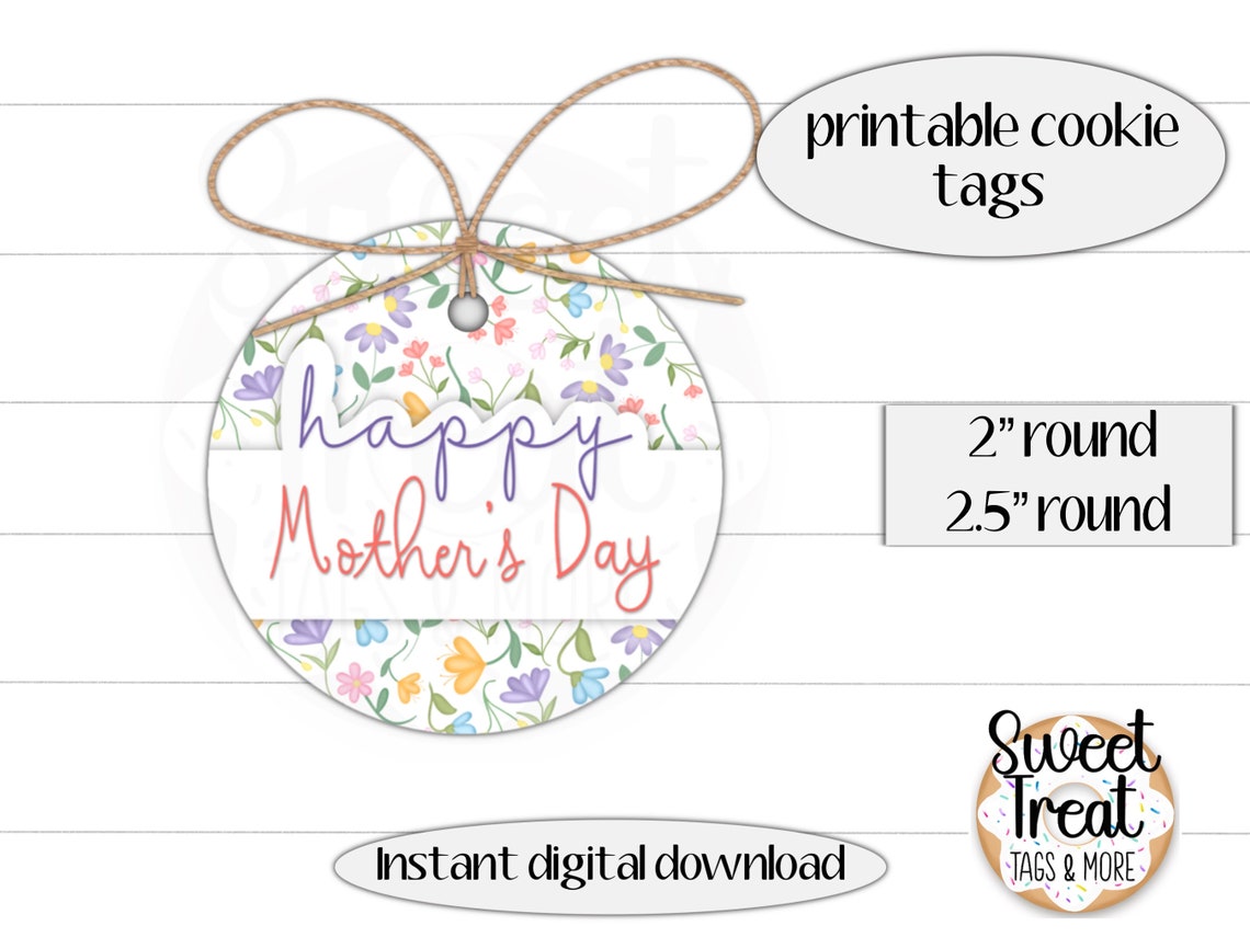 Printable Mother's Day Gift Tag Happy Mother's Day Round Gift Tag 2 2.5 ...