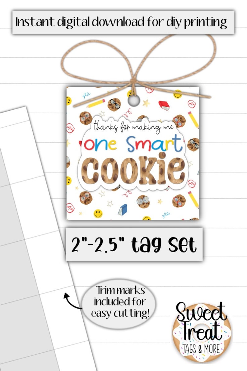 Printable Teacher Appreciation Gift Tag Thanks for Making Me One Smart ...