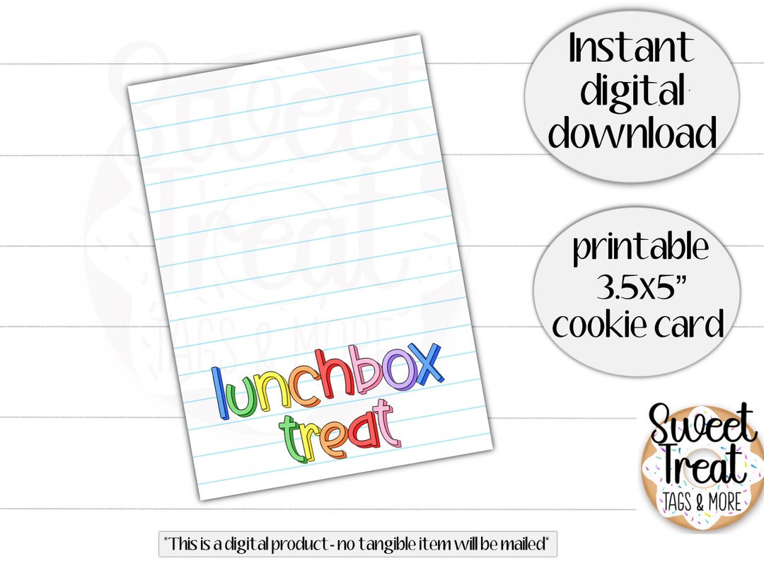 Printable Back to School Cookie Card - Lunchbox Treat - 3.5x5" Back to ...