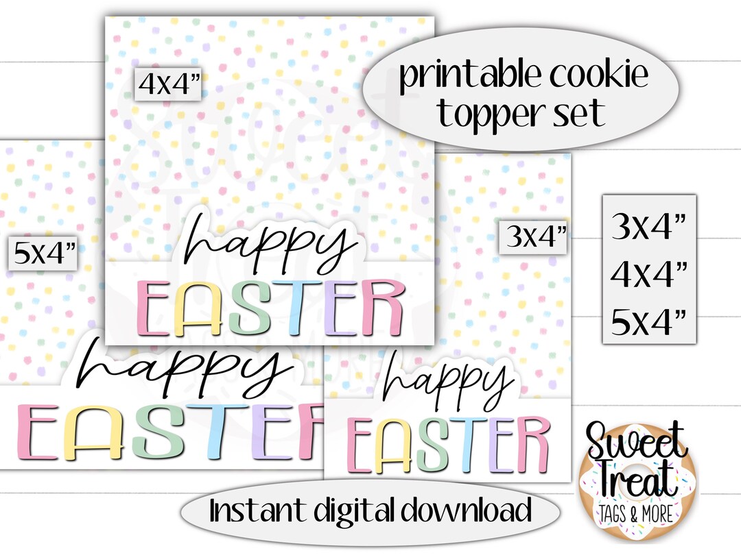 Printable Easter Cookie Topper Set - Happy Easter - Pastel Confetti ...