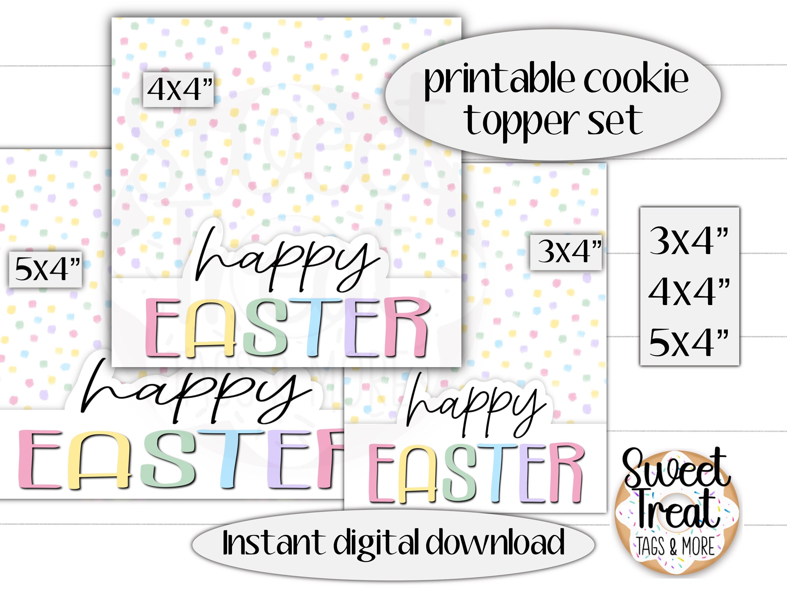 Printable Easter Cookie Topper Set - Happy Easter - Pastel Confetti ...