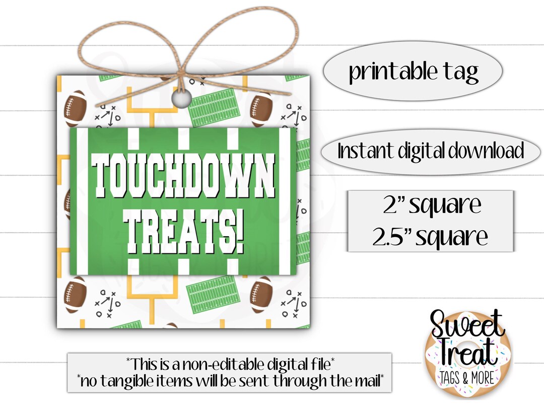 Printable Football Tag - Football Cookie Tag - Touchdown Treats Gift ...