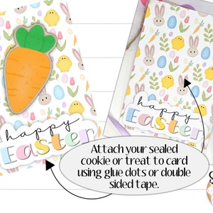 Printable Easter Cookie Card - Happy Easter - 3.5x5" Bunny, Egg, Carrot ...