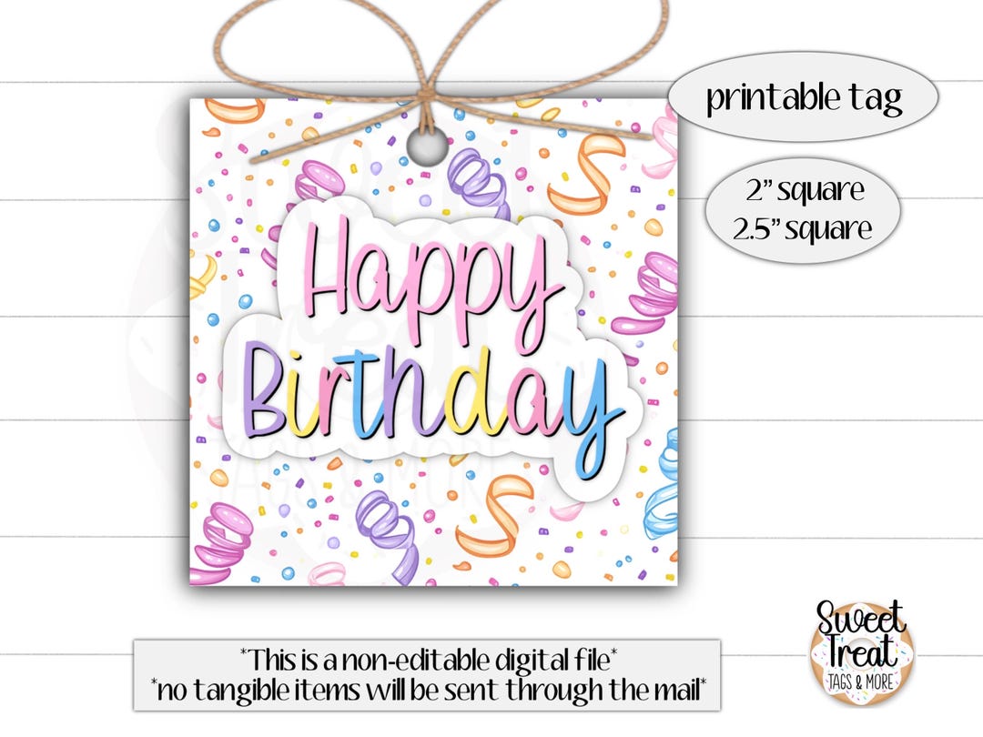Printable Birthday Gift Tags - Happy Birthday Gift Tag - Birthday ...