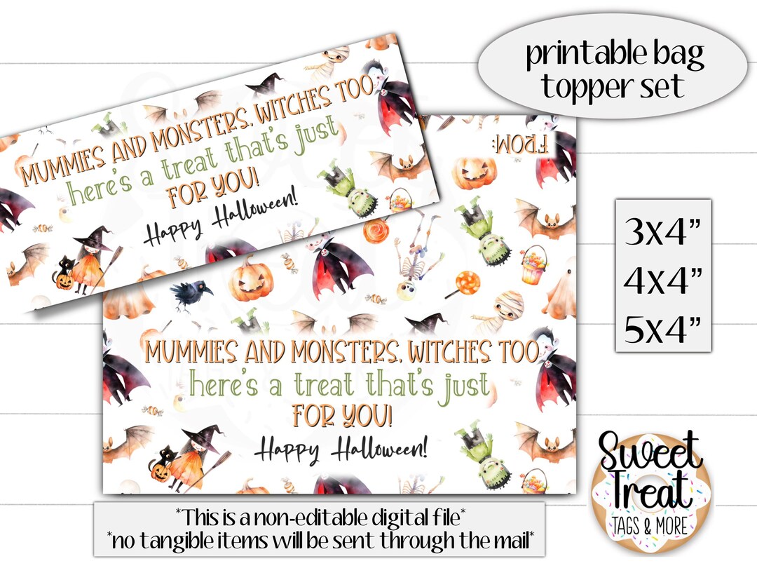 Printable Halloween Cookie Toppers - Halloween Favors - Halloween Bag ...