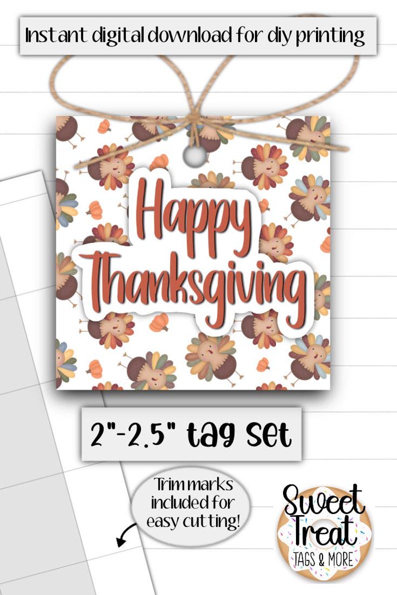 Printable Thanksgiving Cookie Tag - Thanksgiving Gift Tag - Thankful ...