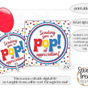 Printable Lollipop Tag – Treat Tag for Blow Pops - Client Appreciation ...