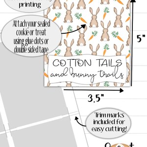 Printable Easter Cookie Card - Happy Easter - 3.5x5" Cotton Tails and ...
