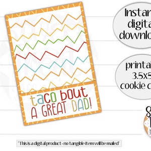 Printable Father's Day Cookie Card - Taco Bout a Great Dad - 3.5x5 ...