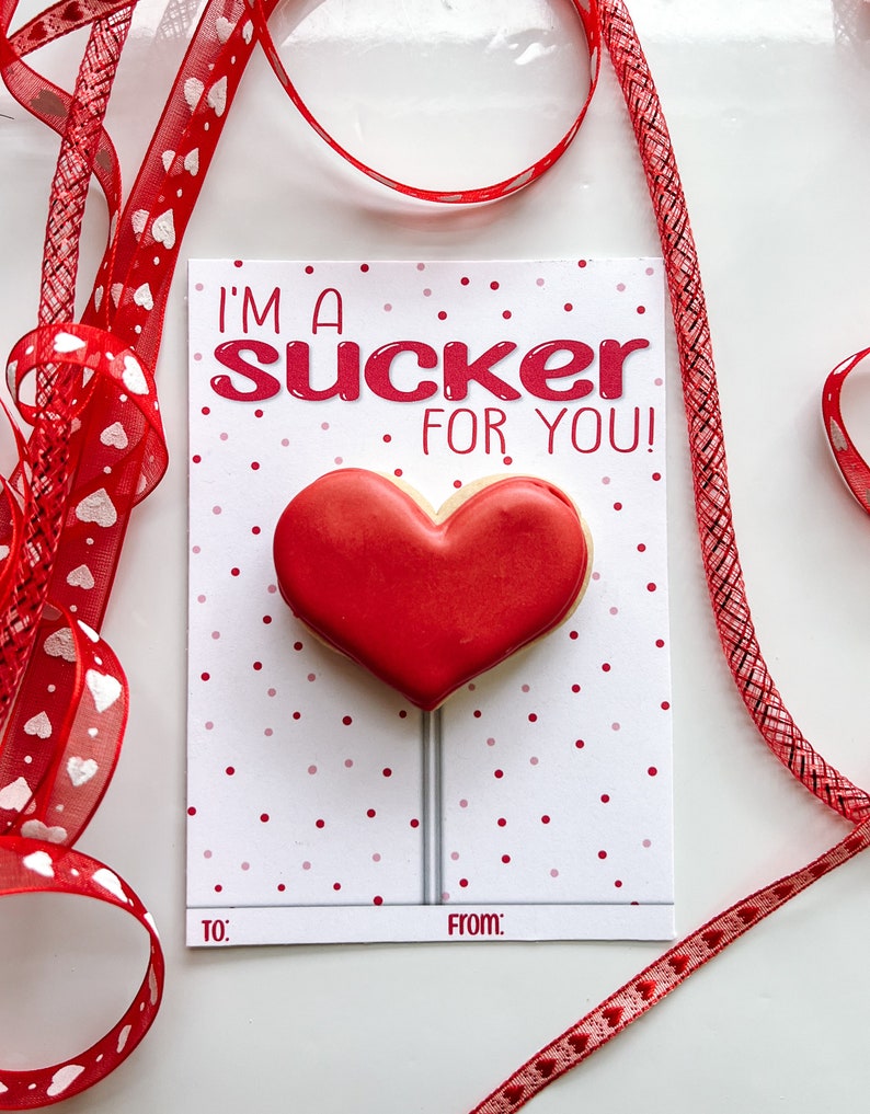 Printable Valentines Day Cookie Card Happy Valentine's Day 3.5x5 I'm a ...