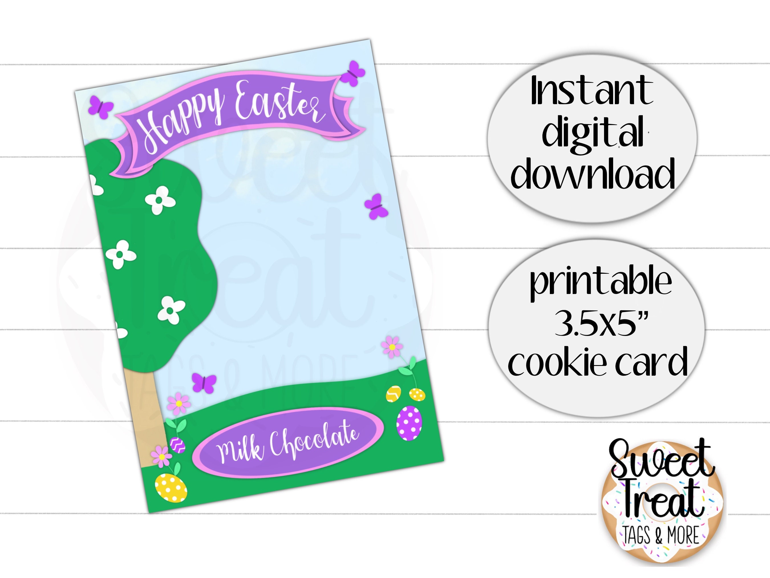 Printable Easter Cookie Card - Happy Easter - Milk Chocolate- 3.5x5 ...