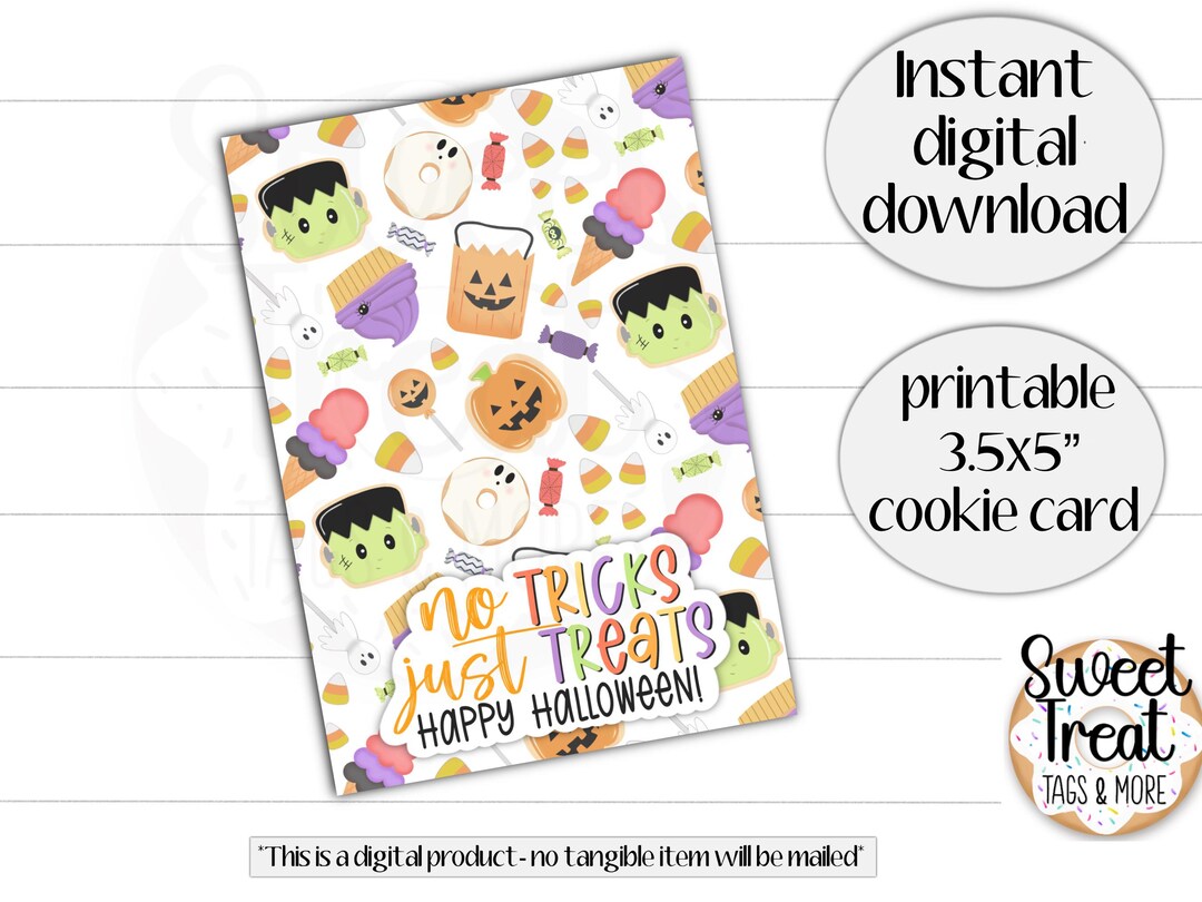 Printable Halloween Cookie Card - Spooky Sweets Cookie Card - Halloween ...