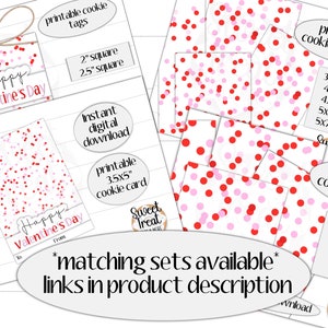 Printable Valentines Day Cookie Topper Set - Red and Pink Dots Topper ...