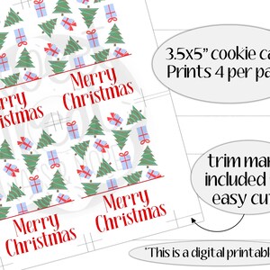 Printable Christmas Cookie Card Merry Christmas Blue Gift Boxes and ...