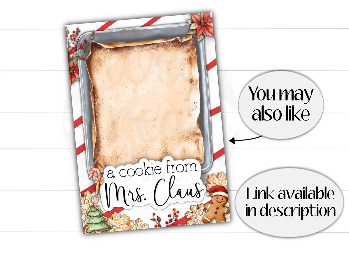 Printable Christmas Cookie Card - a Cookie From Santa - 3.5x5 ...