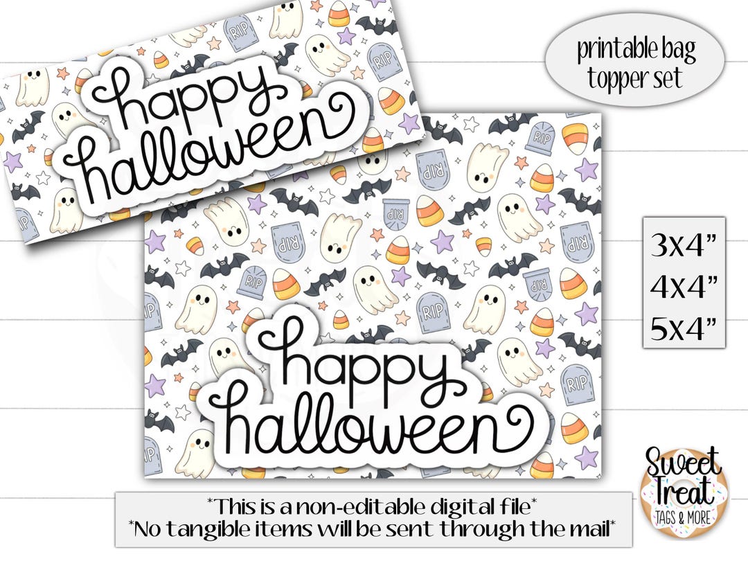 Printable Halloween Cookie Toppers - Halloween Favors - Halloween Bag ...
