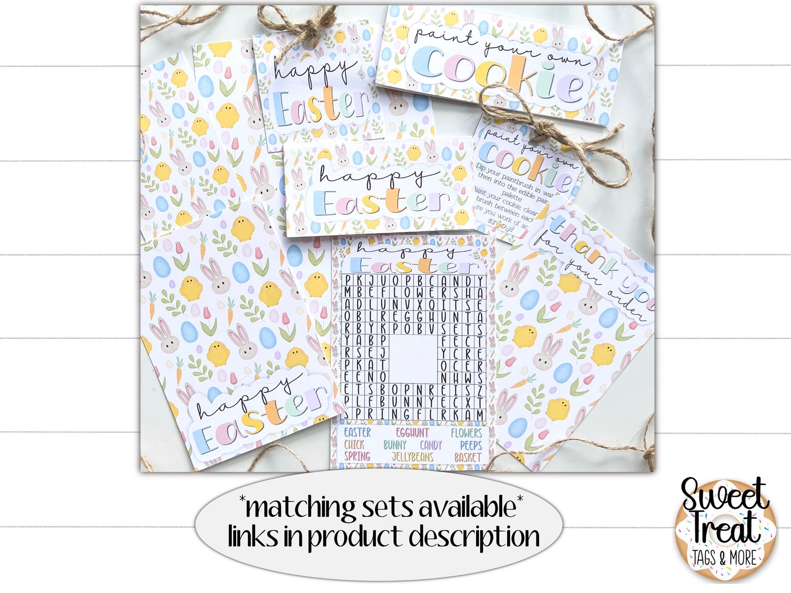 Printable Easter Cookie Card Happy Easter 3.5x5 Bunny, Egg, Carrot and ...